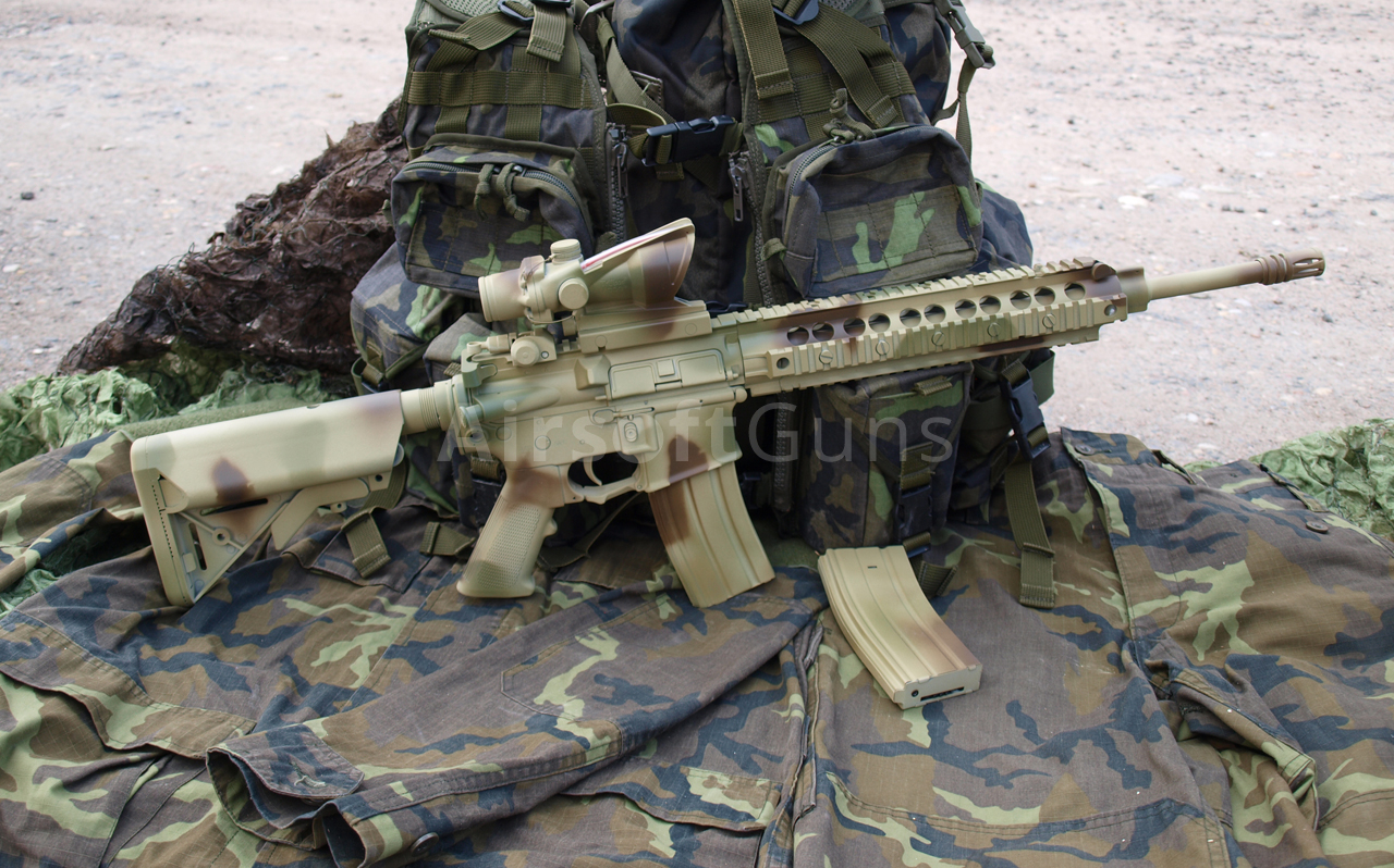 Camo Custom KAC SR-15, 150 m/s, AirsoftGuns, E&C | AirsoftGuns